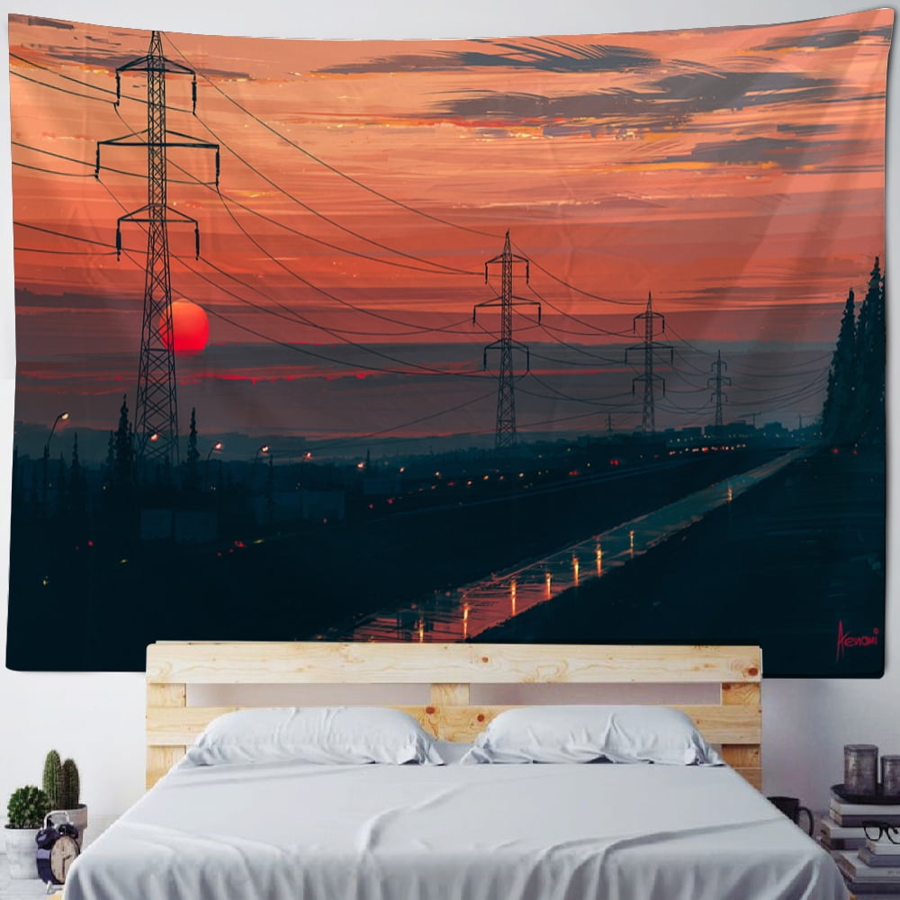 Anime House Design Wall Hanging Tapestry Art r Hanging At Home Bedroom ...