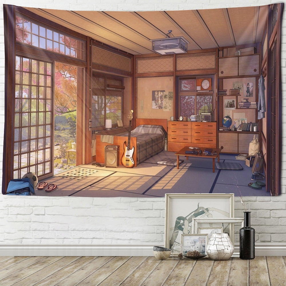 Anime House Design Wall Hanging Tapestry Art r Hanging At Home Bedroom ...