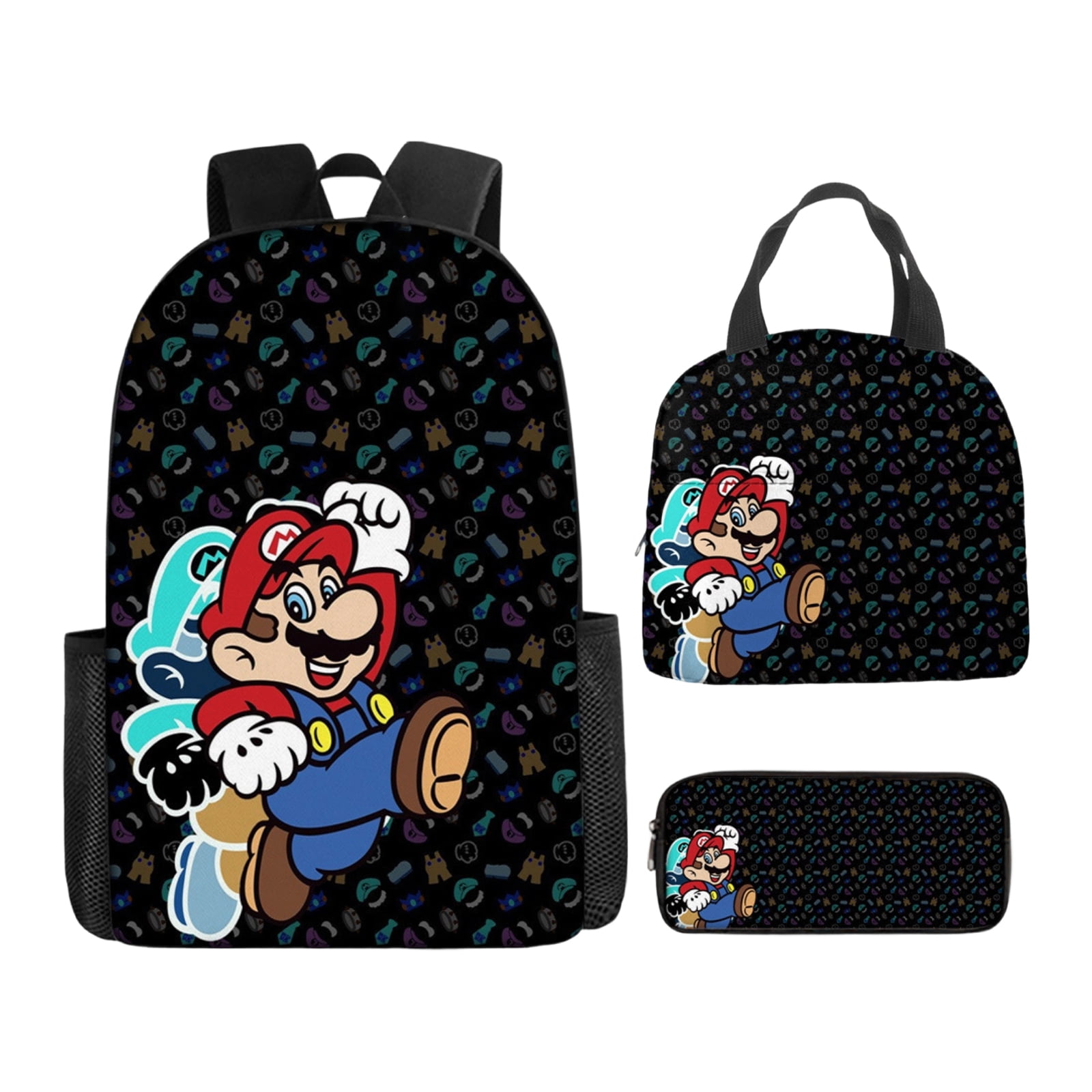Anime Inspired 3-Piece Backpack Set - Large Capacity Canvas Daypack ...
