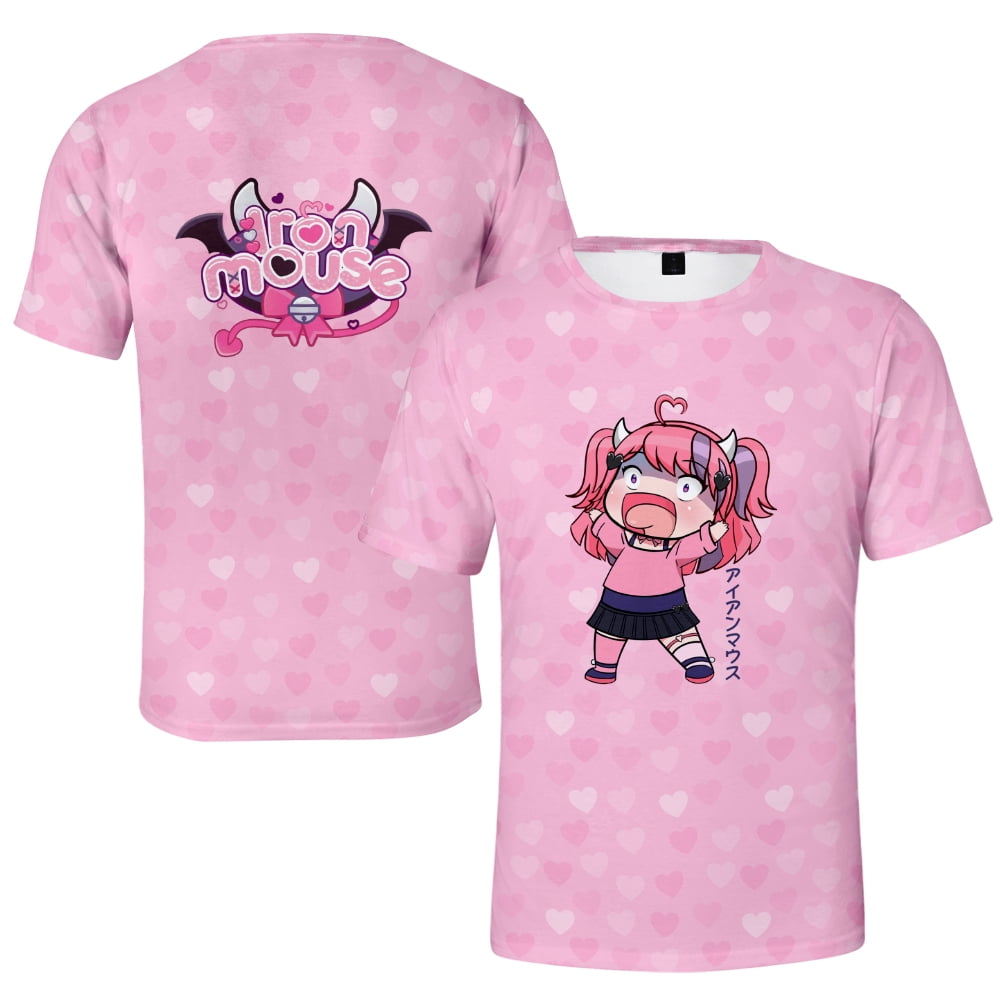 Anime Ironmouse Cute Merch Graphic Crewneck Short Sleeve Summer Men ...