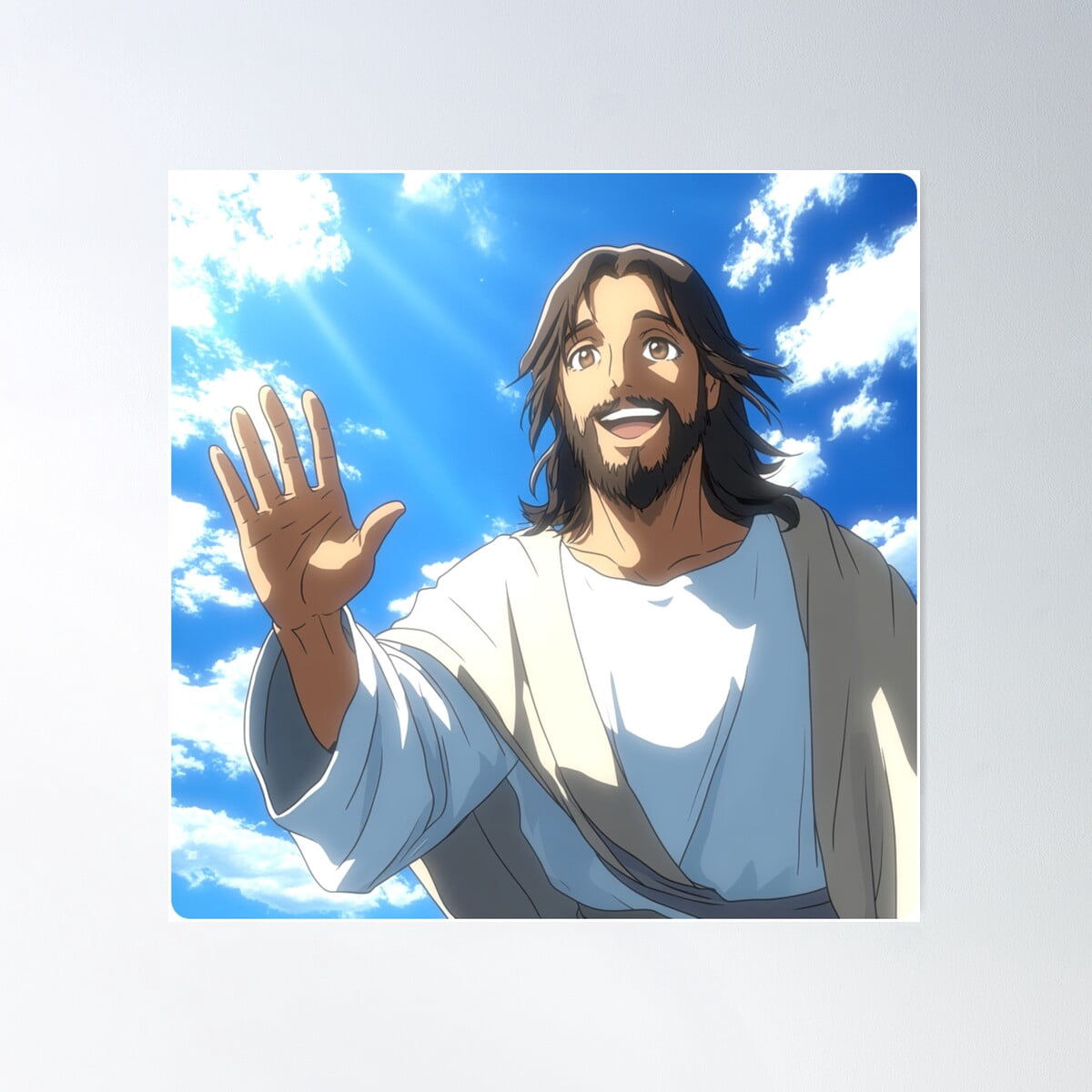 Anime Jesus: Heavenly Greetings Poster Wall Art, Modern Wall Decor For ...