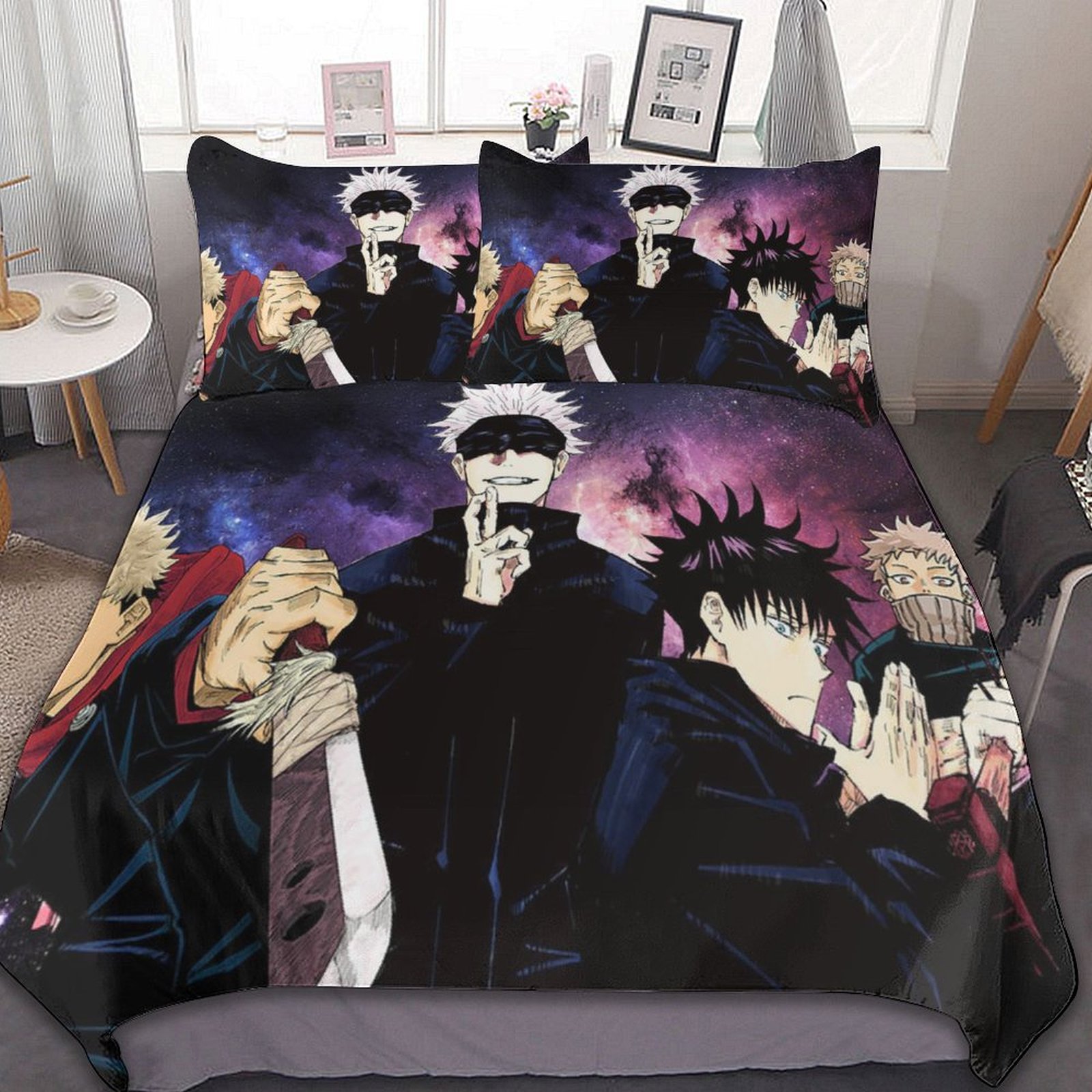 Anime Jujutsu Kaisen 3 Piece Bedding Sets Decor Comforter Sets With One ...