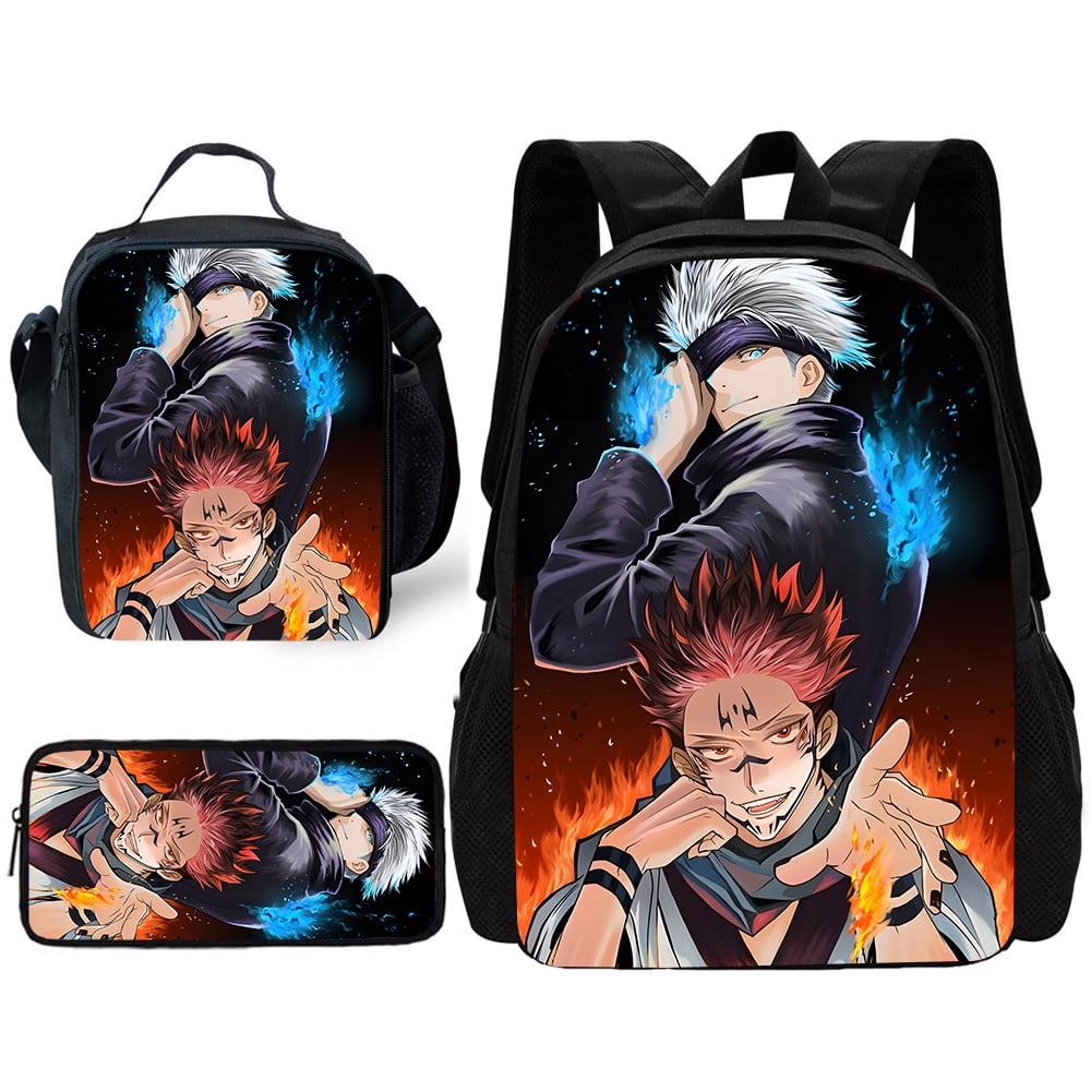 Anime Jujutsu Kaisen Gojo Satoru Backpack with Lunch Bags ,Pencil Bags ...