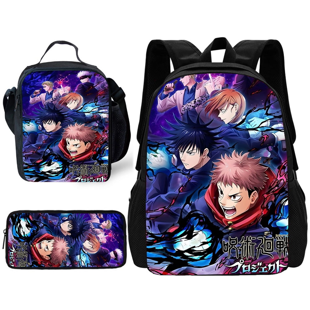 Anime Jujutsu Kaisen Gojo Satoru Backpack with Lunch Bags ,Pencil Bags ...