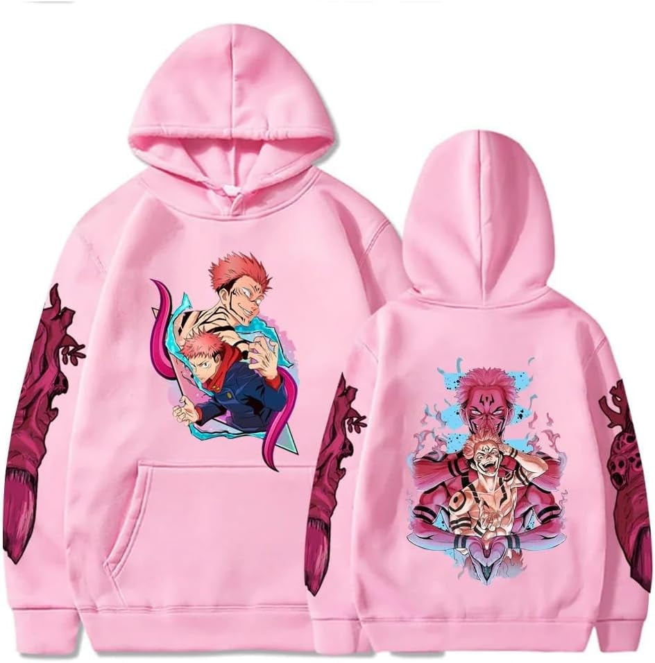 Itadori Yuji Hoodie Oversized Fall/Winter Fleece Sweatshirt Men's Women ...