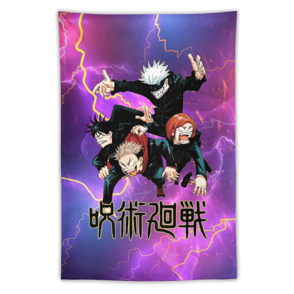 Anime Jujutsu Kaisen Tapestry 60x40 Inch Funny Flag Wall Hanging Window ...