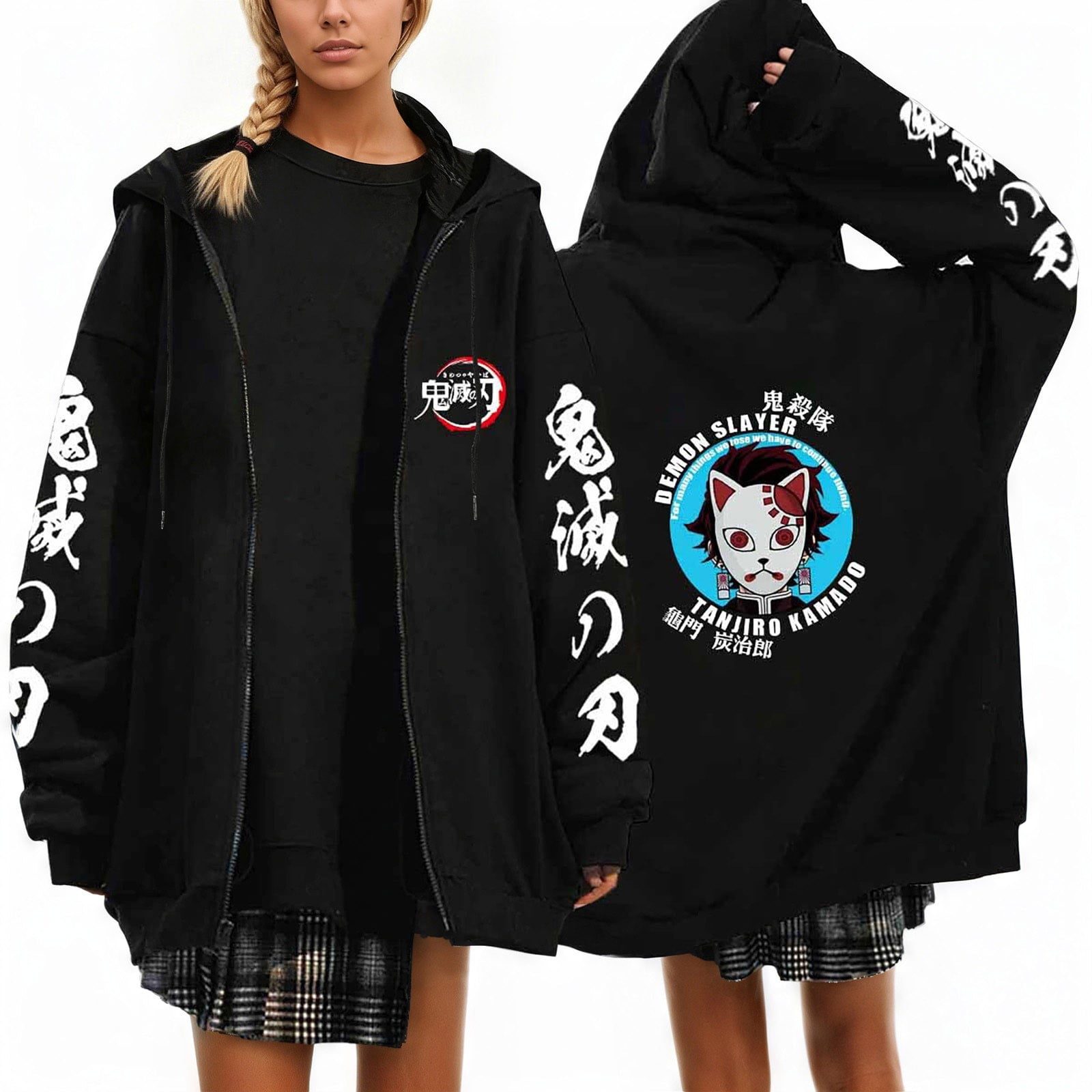 Anime Kamado Nezuko Zip-up Hoodie Kamado Tanjirou Agatsuma Zenitsu ...