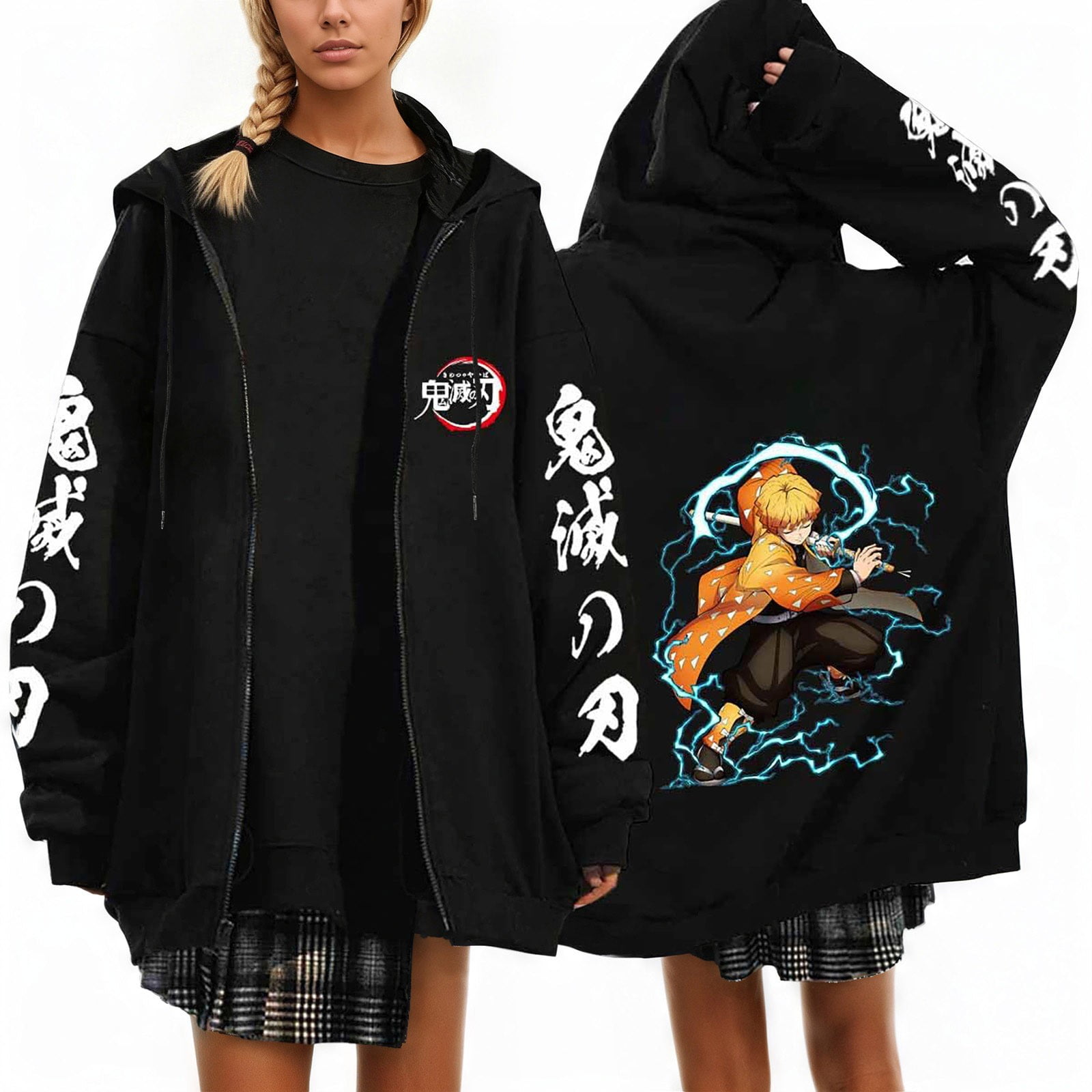 Anime Kamado Nezuko Zip-up Hoodie Kamado Tanjirou Agatsuma Zenitsu ...