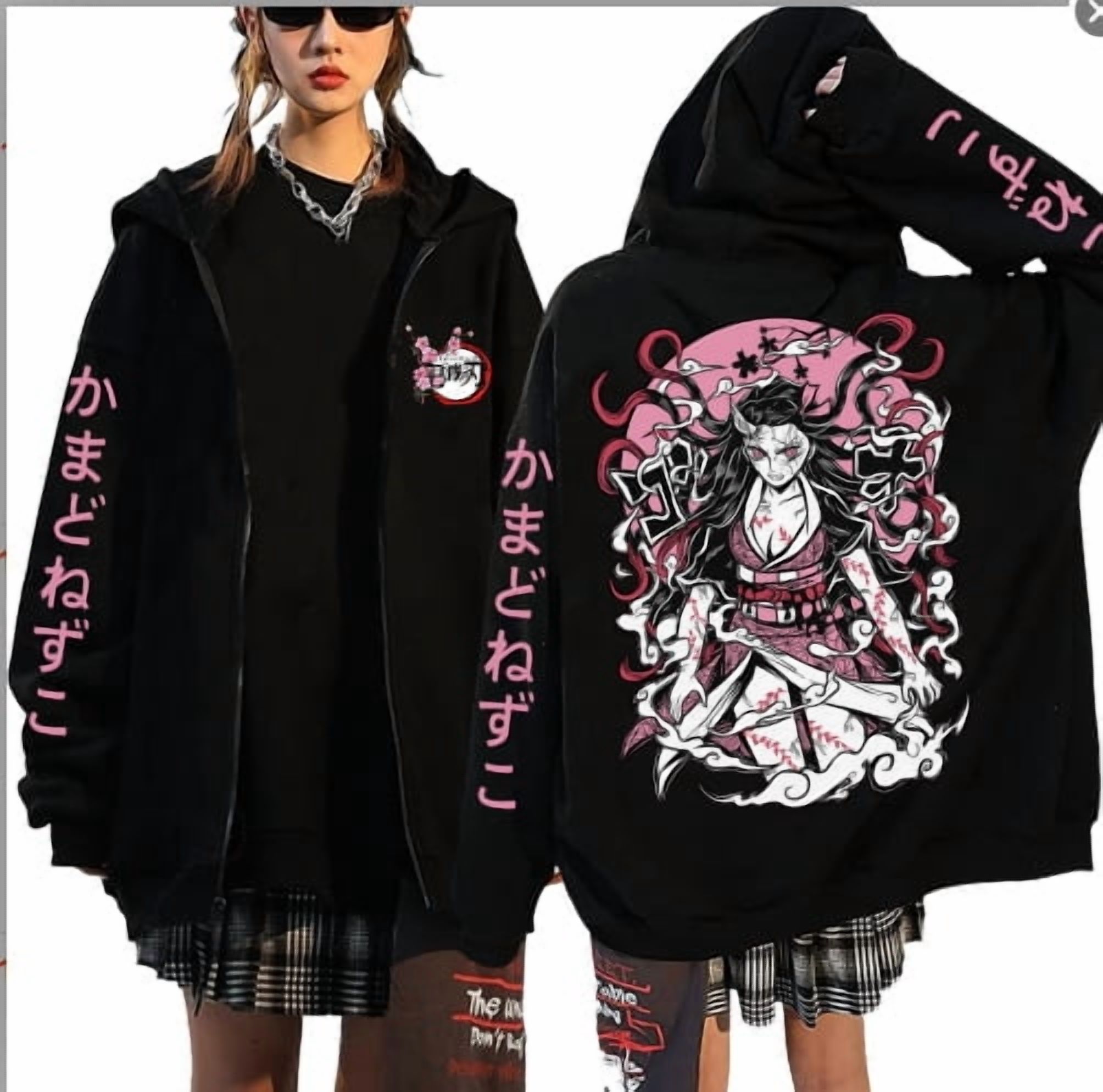 Anime Kamado Nezuko Zip-up Hoodie Kamado Tanjirou Agatsuma Zenitsu ...