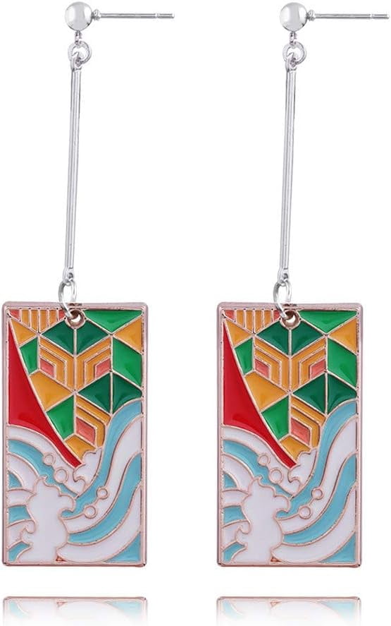 Anime Kamado Tanjiro Hanafuda Earrings - Kimetsu No Yaiba Hanafuda ...