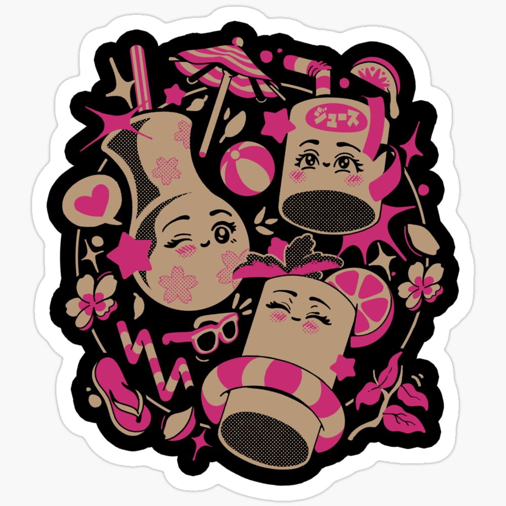 Anime Kawaii Drinks Sticker Phone Decal Water Bottle Stickers Car ...