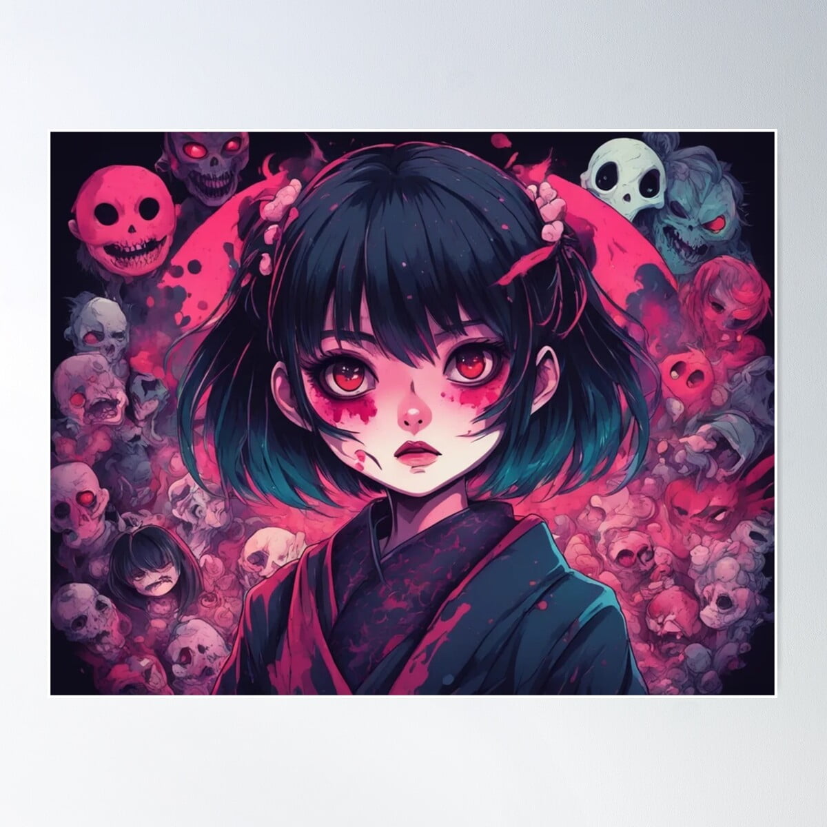 Anime Kawaii Girl, Demons, Dark Art Poster Wall Art, Modern Wall Decor ...
