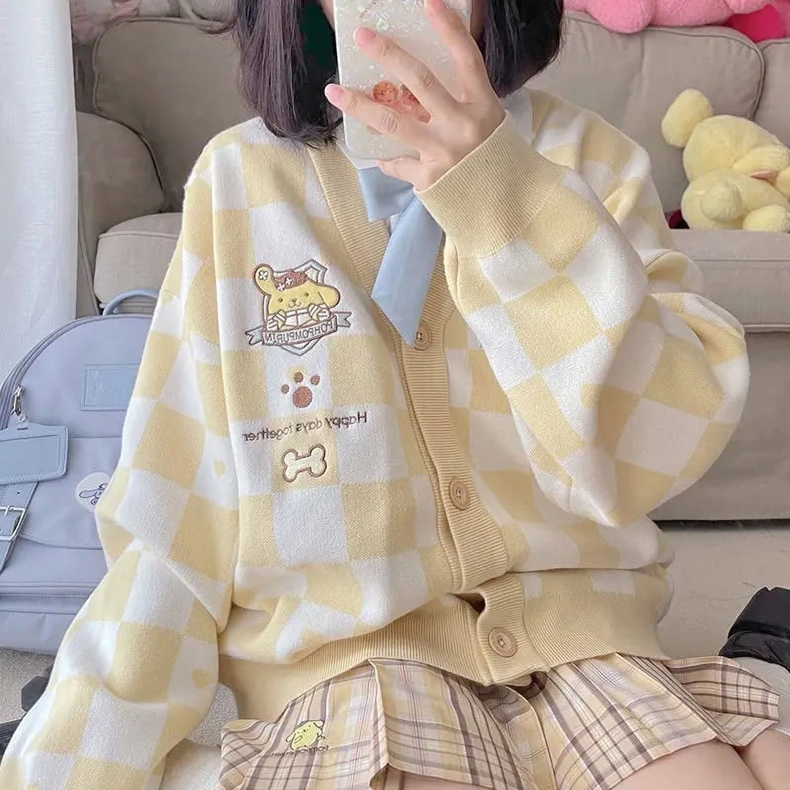Anime Kawaii Sanrio Cinnamoroll Jacquard Sweater Spring Autumn Women