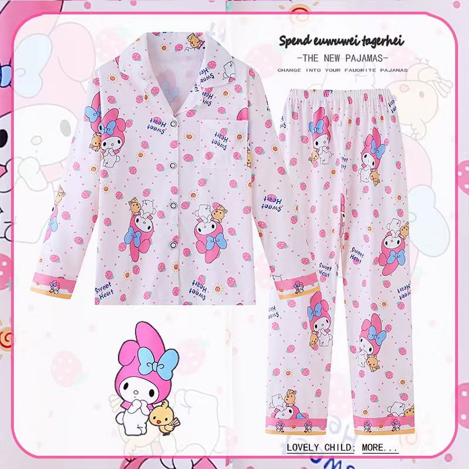 Anime Kawaii Sanrio Kuromi Children's Pajamas Set Girls Cute Long ...