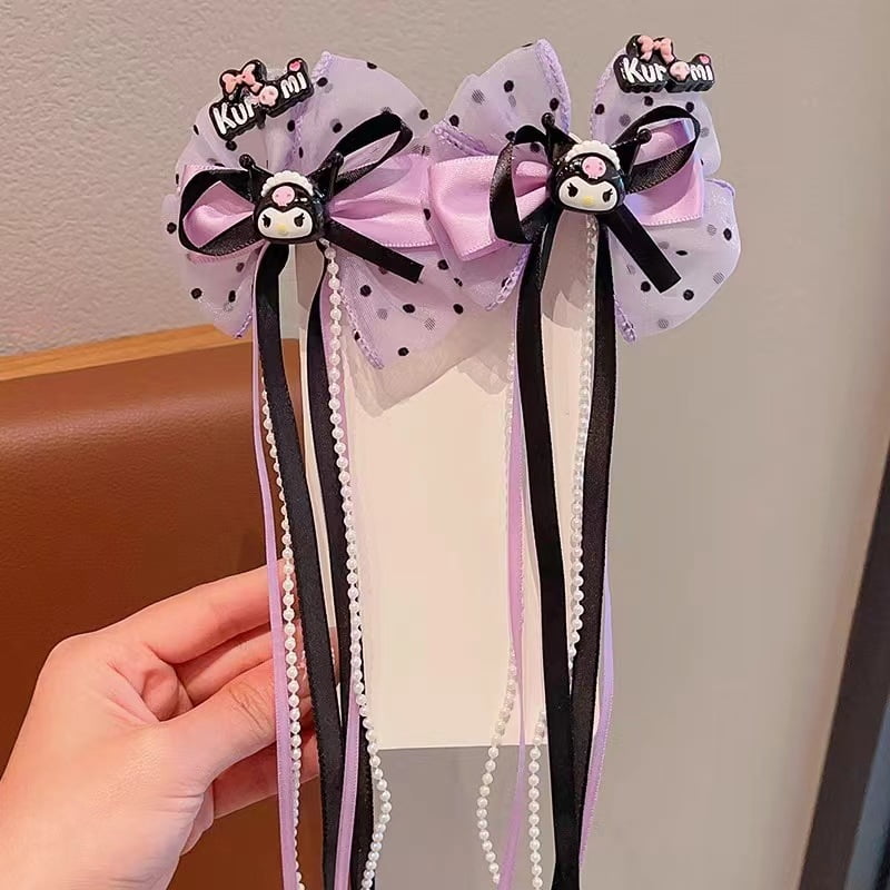 Anime Kuromi Hair Bow Clip Cartoon Bow Knot Barrette Hair clips ...