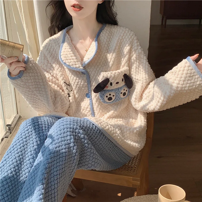 Anime Kuromi Pajamas Pants Suit Sanrioed Women Cute Kawaii Spring ...