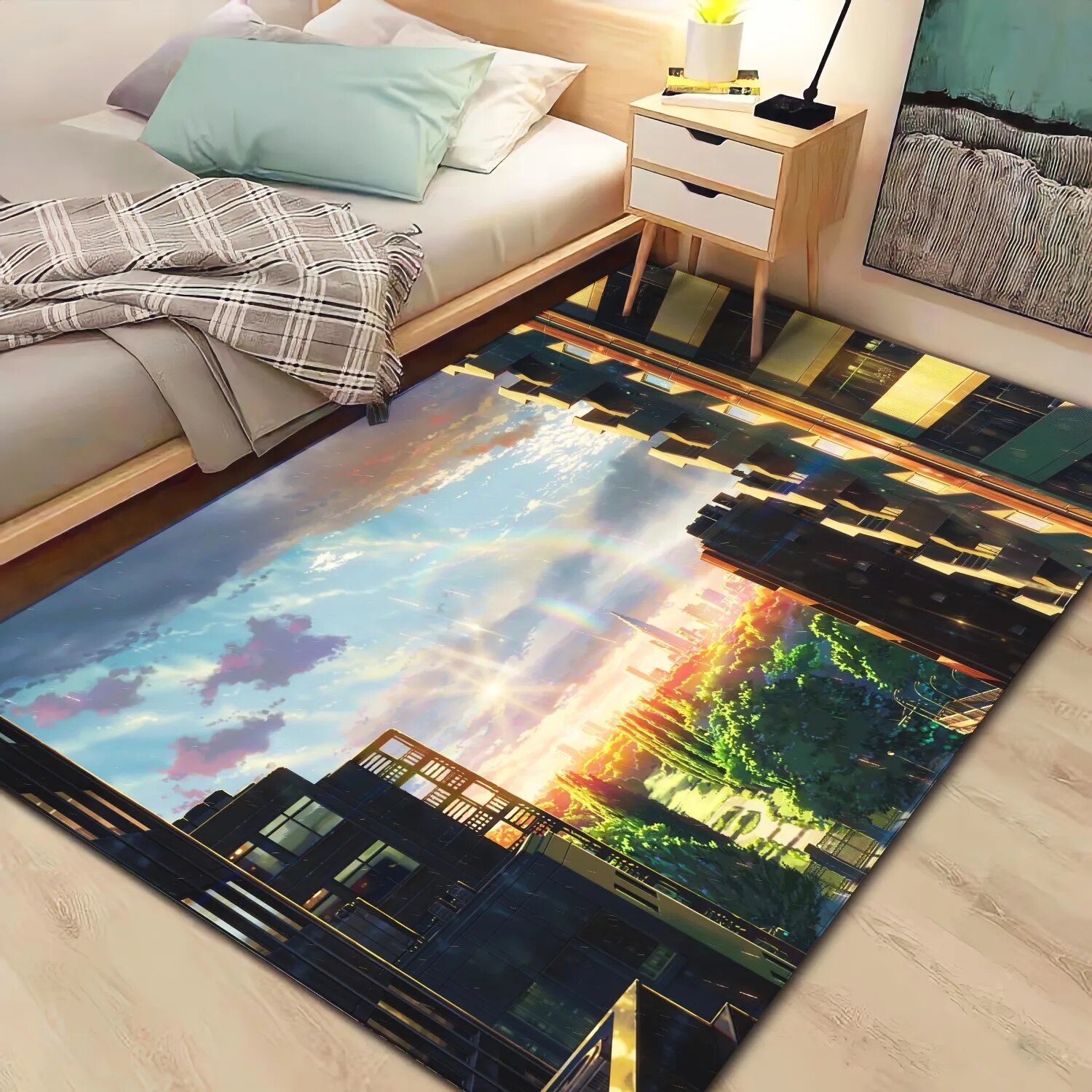 Anime Landscape Rug Kawaii Kids Room Decor Carpet Hallway Balcony Non ...