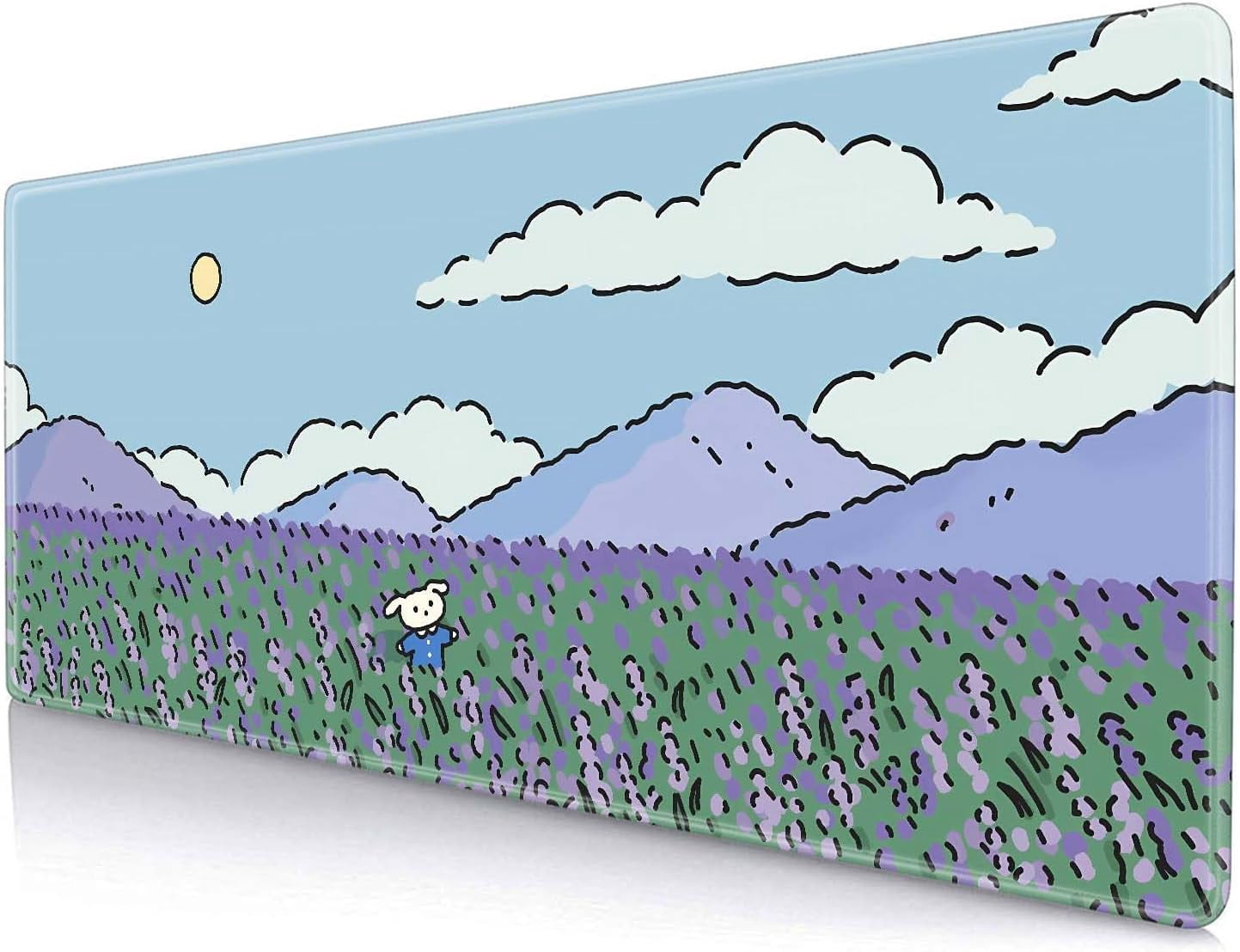 Anime Lavender Desk Mat, Cute Mousepad, Kawaii Landscape Japan Deskmat ...