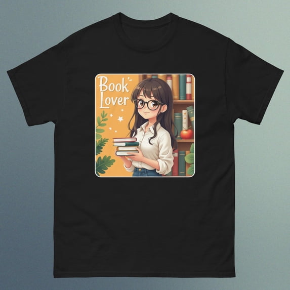 Anime Librarian Lady Book Lover Design F - Unisex Short Sleeve T-Shirt ...