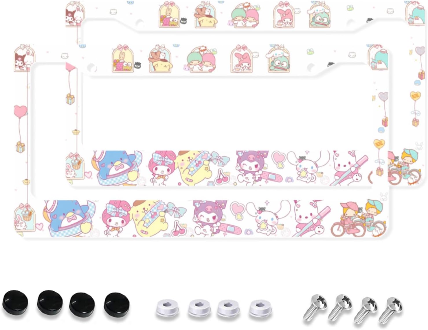 Anime License Plate Frame Cars Accessories 2PCS 12.2"x6.3" Metal for ...