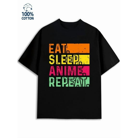 Anime Life Cycle mens funny humor 180G 100% Cotton black y2k husband ...