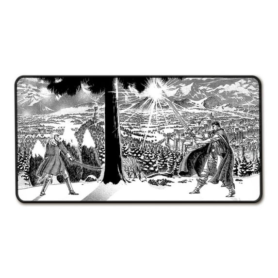 Anime Line Art Mousepad, Extra Large Desk Mat with Monochrome Battle ...
