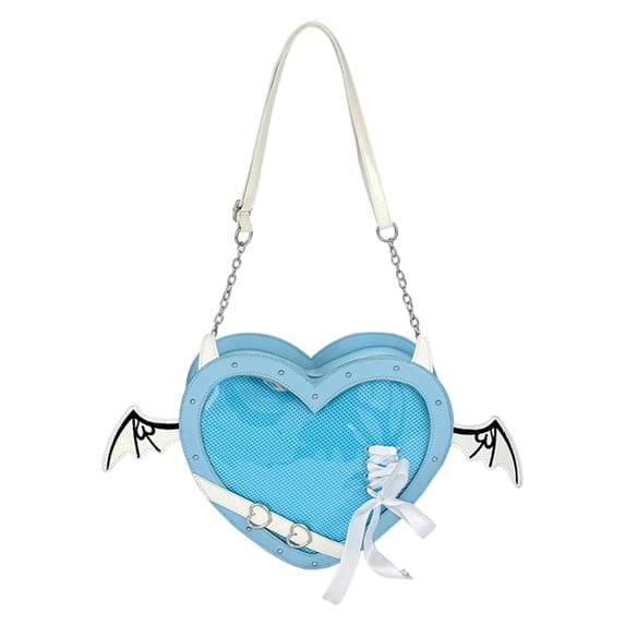 Anime Love Pain Bag with Metal Strap, eart Shaped Crossbody Ita Bag ...