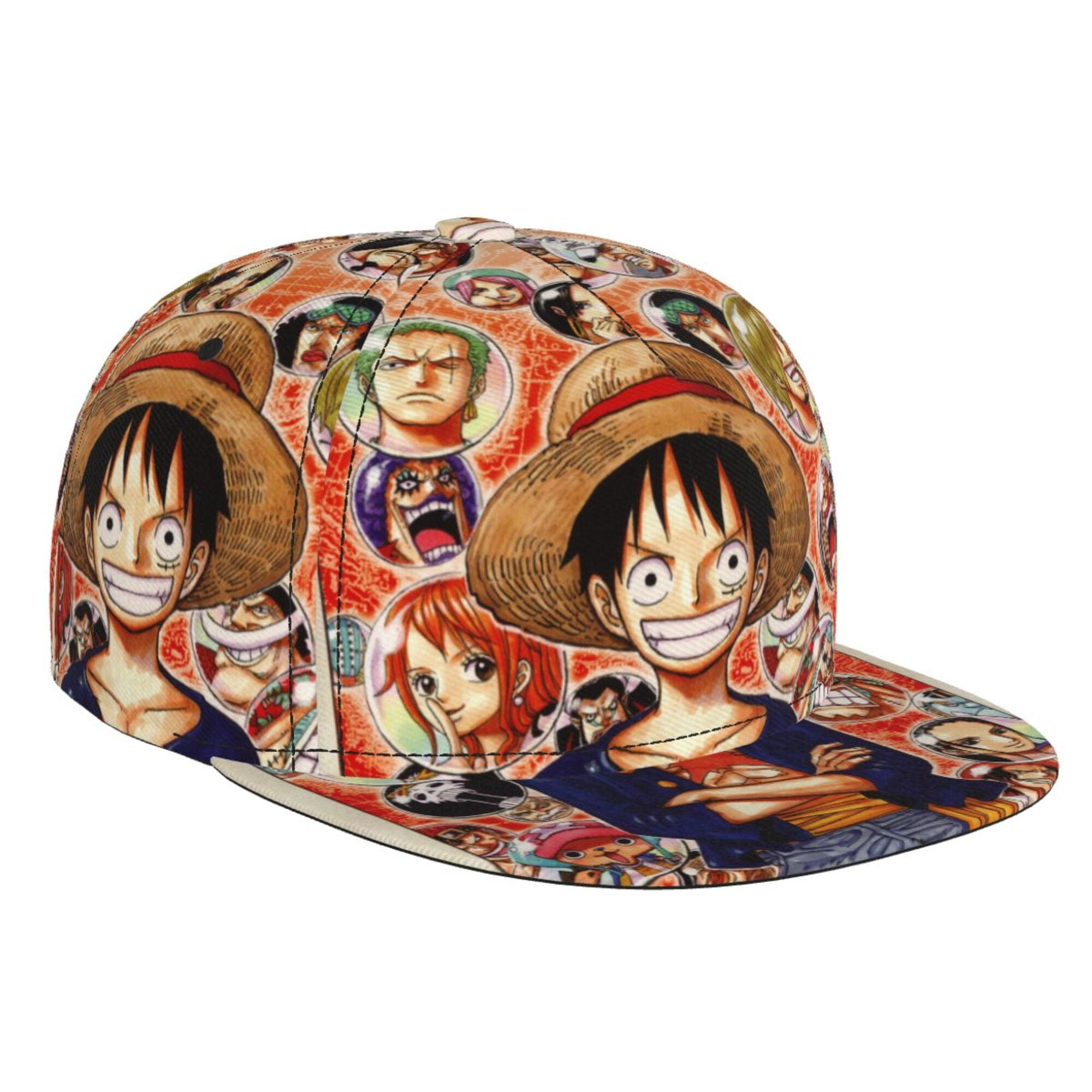 Anime Luffy Baseball Cap For Men, Women & Kids, Classic Flat Brim Hat ...