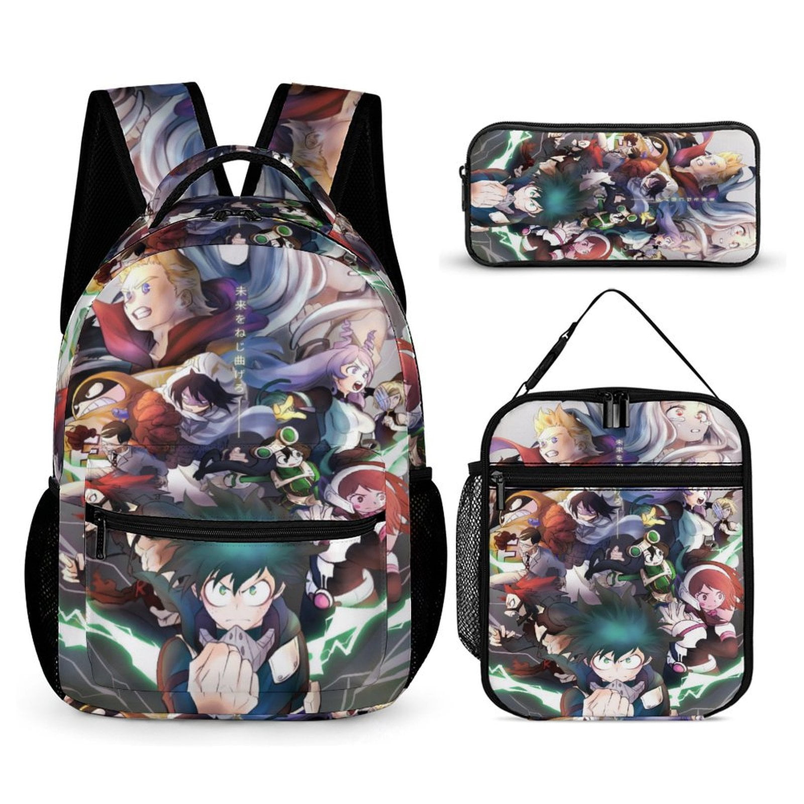 Anime MHA My Hero Academia Backpack Set for School, 3-Piece Set Casual ...