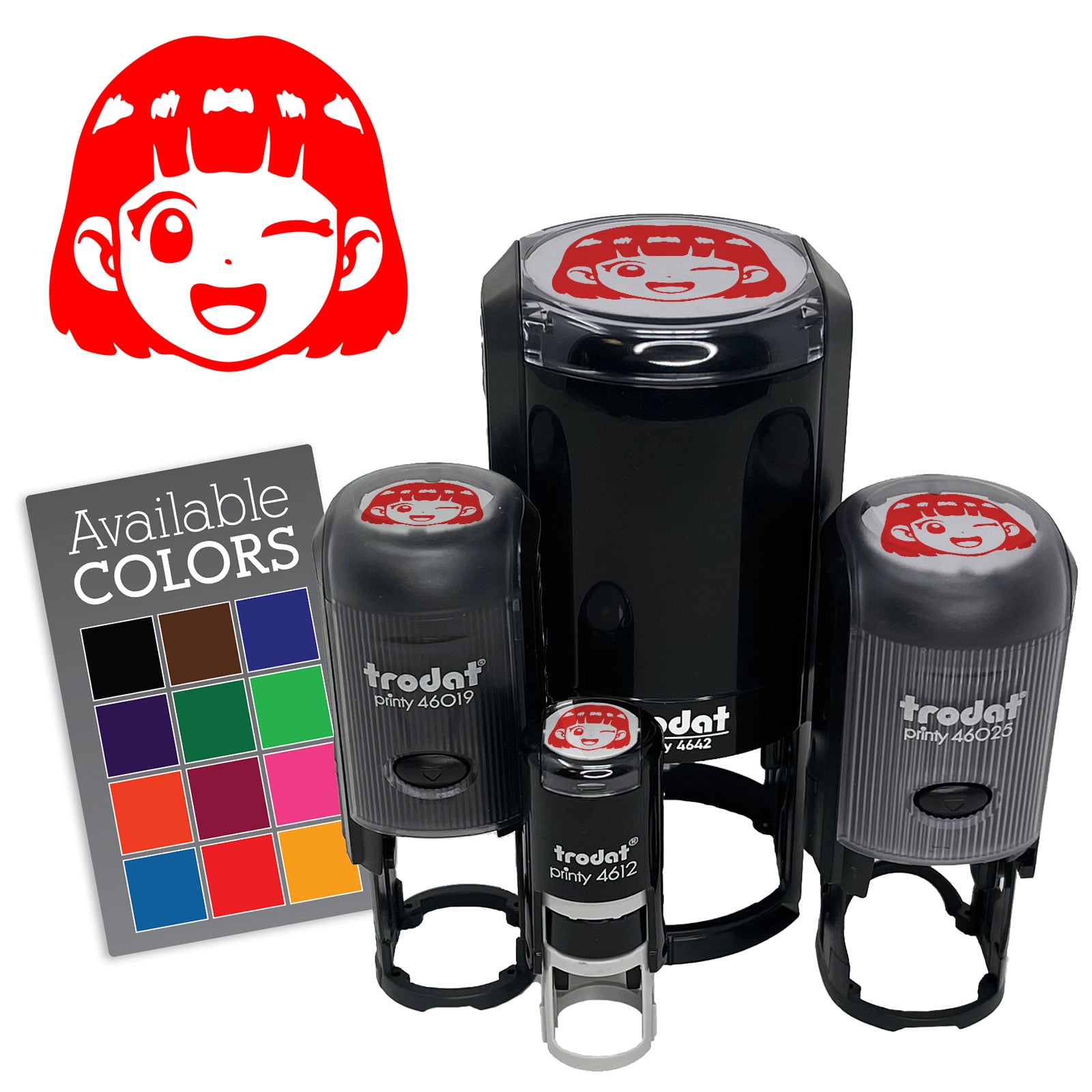 Anime Manga Girl Wink Happy Cute Self-Inking Rubber Stamp for Stamping ...
