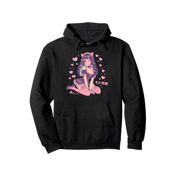 Anime Manga Kawaii Japanese Kawaii Girl & Hearts Print Hooded ...