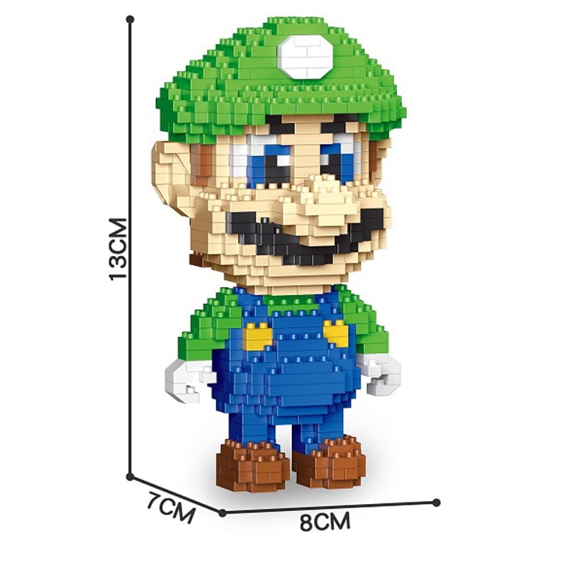Anime Mario Building Blocks Figures Luigi Yoshi Cartoon Small Particles ...