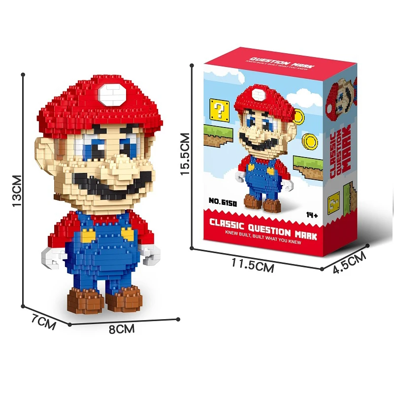 Anime Mario Building Blocks Figures Luigi Yoshi Cartoon Small Particles ...