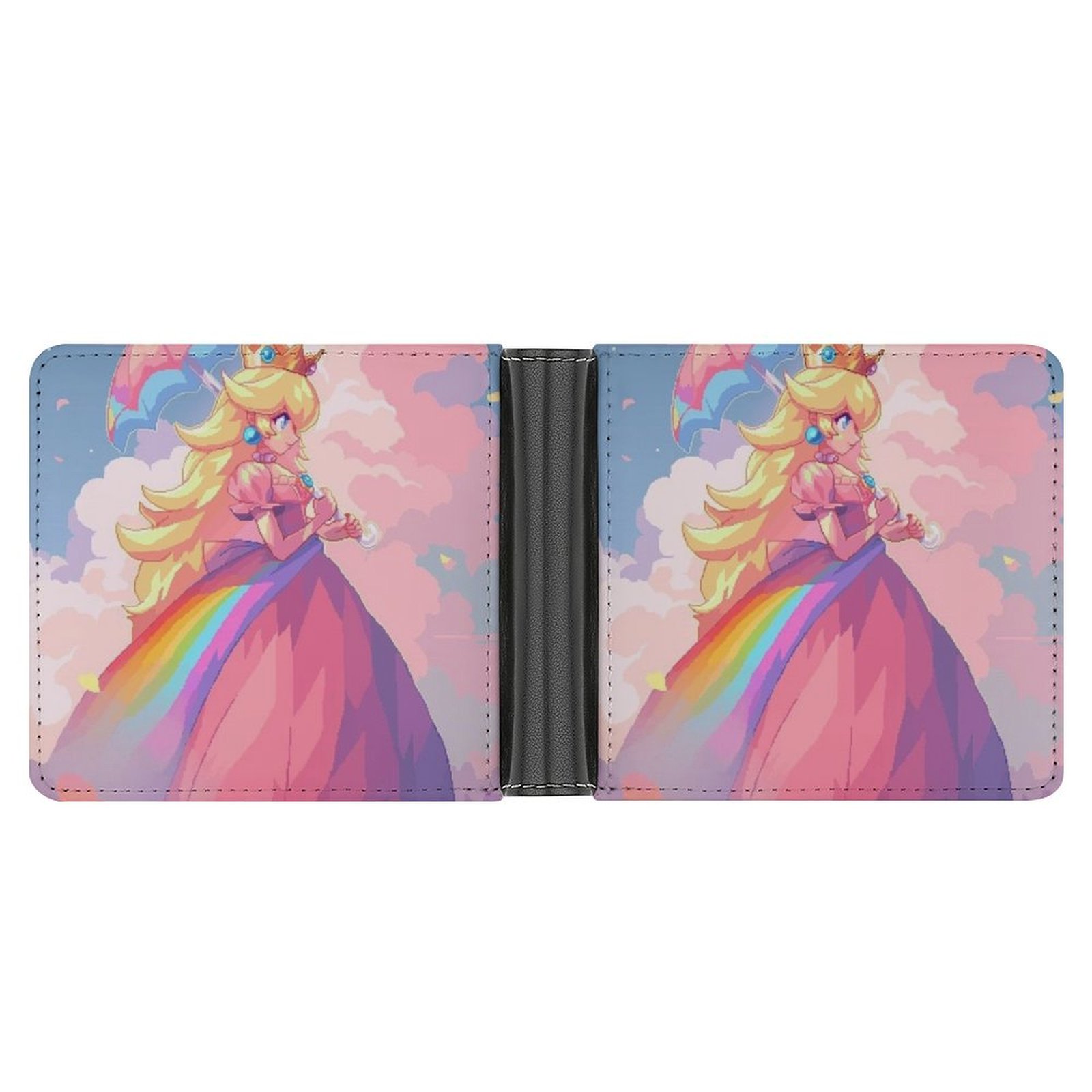 Anime Mario Princess Peach Wallet For Girls Cute Purse Leather Bifold ...