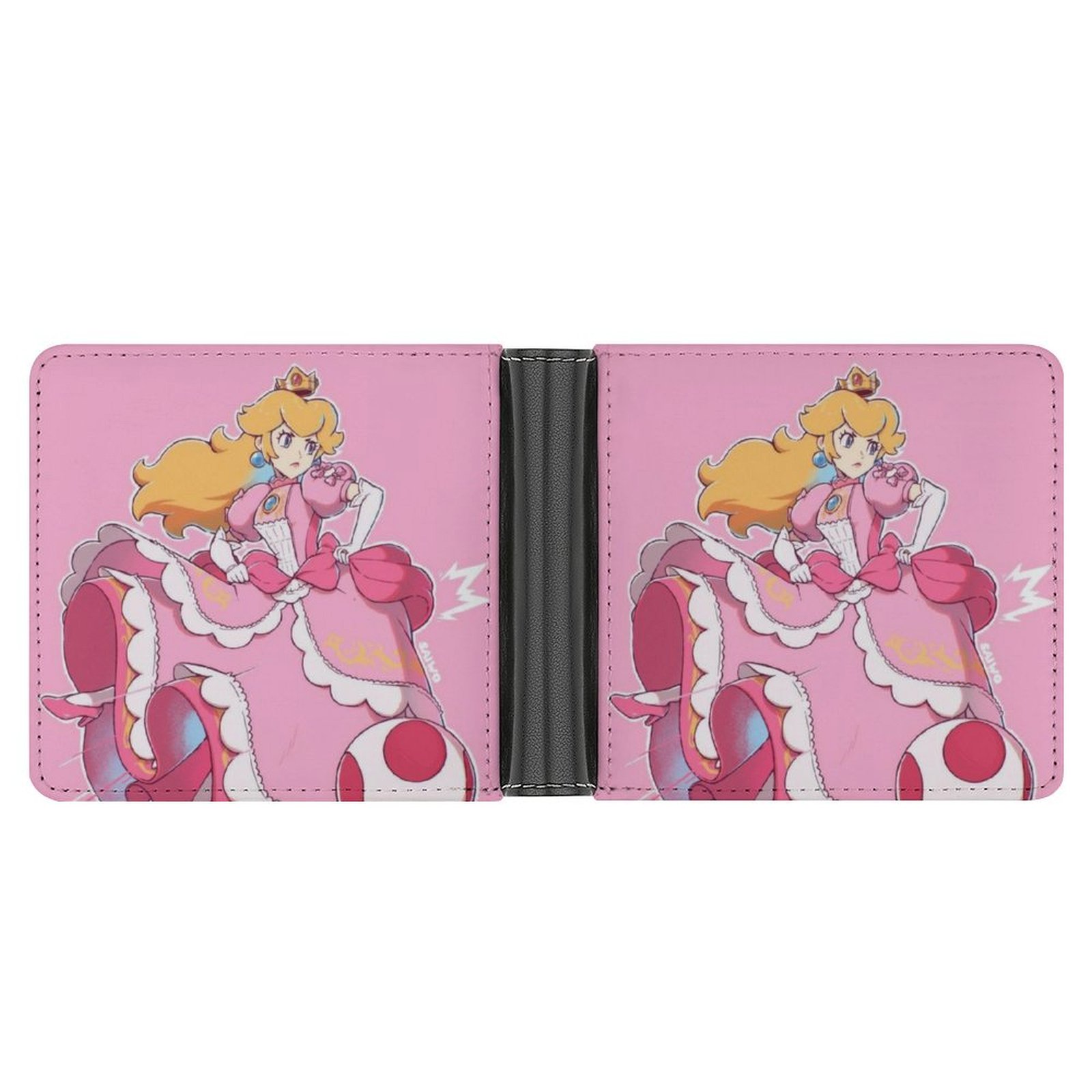 Anime Mario Princess Peach Wallet For Girls Cute Purse Leather Bifold ...