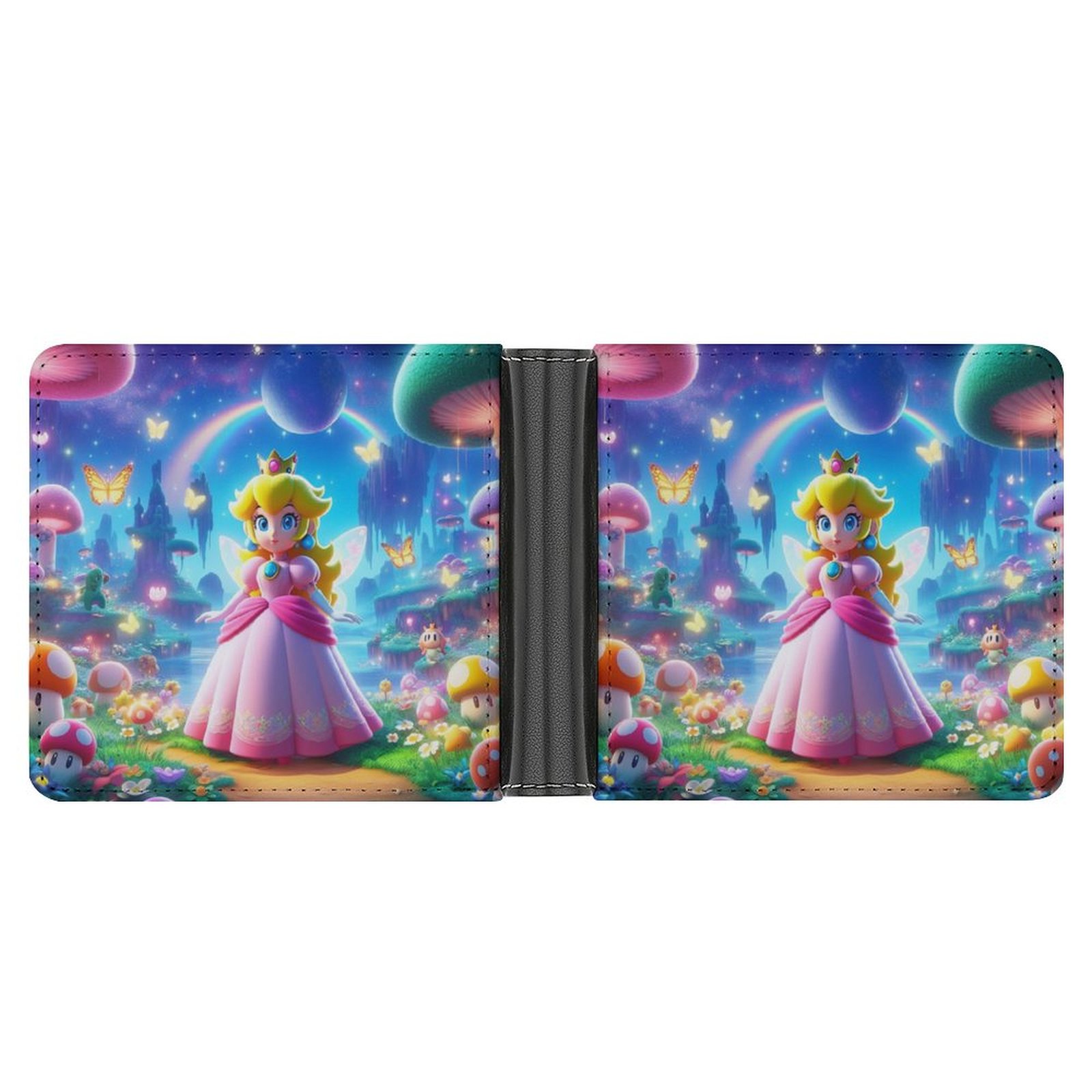 Anime Mario Princess Peach Wallet For Girls Cute Purse Leather Bifold ...