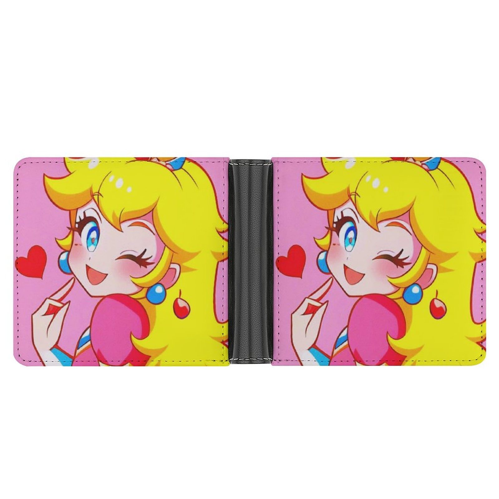 Anime Mario Princess Peach Wallet For Girls Cute Purse Leather Bifold ...