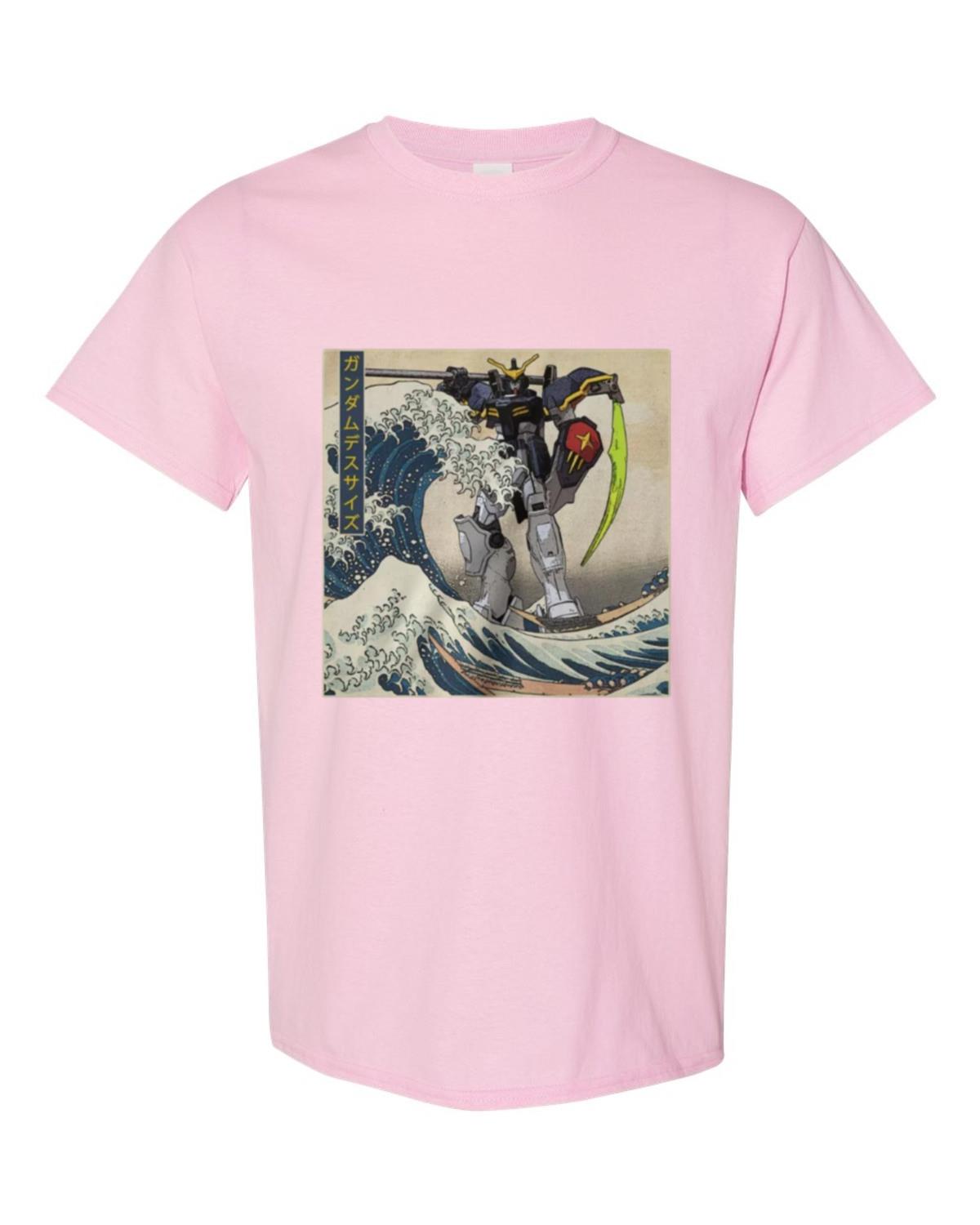 Anime Mech Warrior Rises Over Great Wave With Bold Tribute Art T-Shirt ...