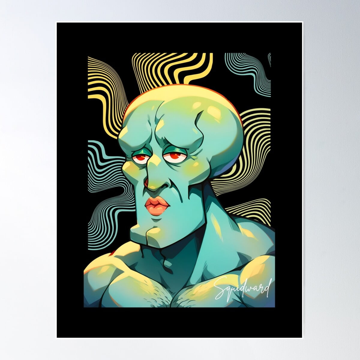 Anime,Meme, Comedy , Handsome Squidward, Anime Arth , Poster Wall Art ...