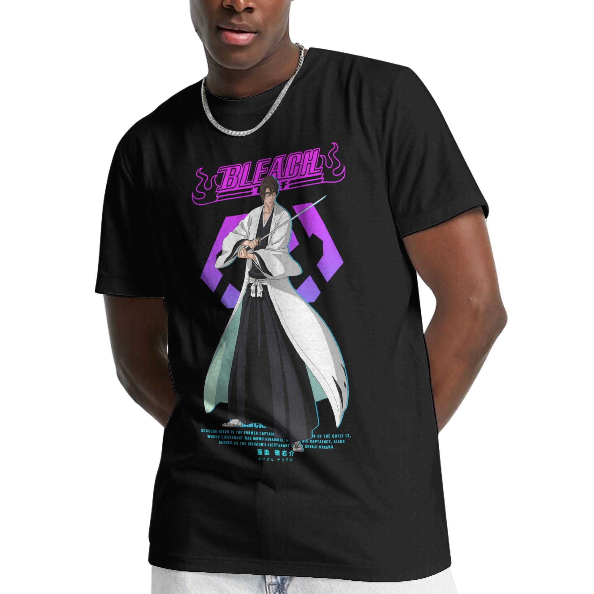 Anime Mens Womens Short Sleeve Crew T-Shirt Bleach Aizen Sousuke Guts ...