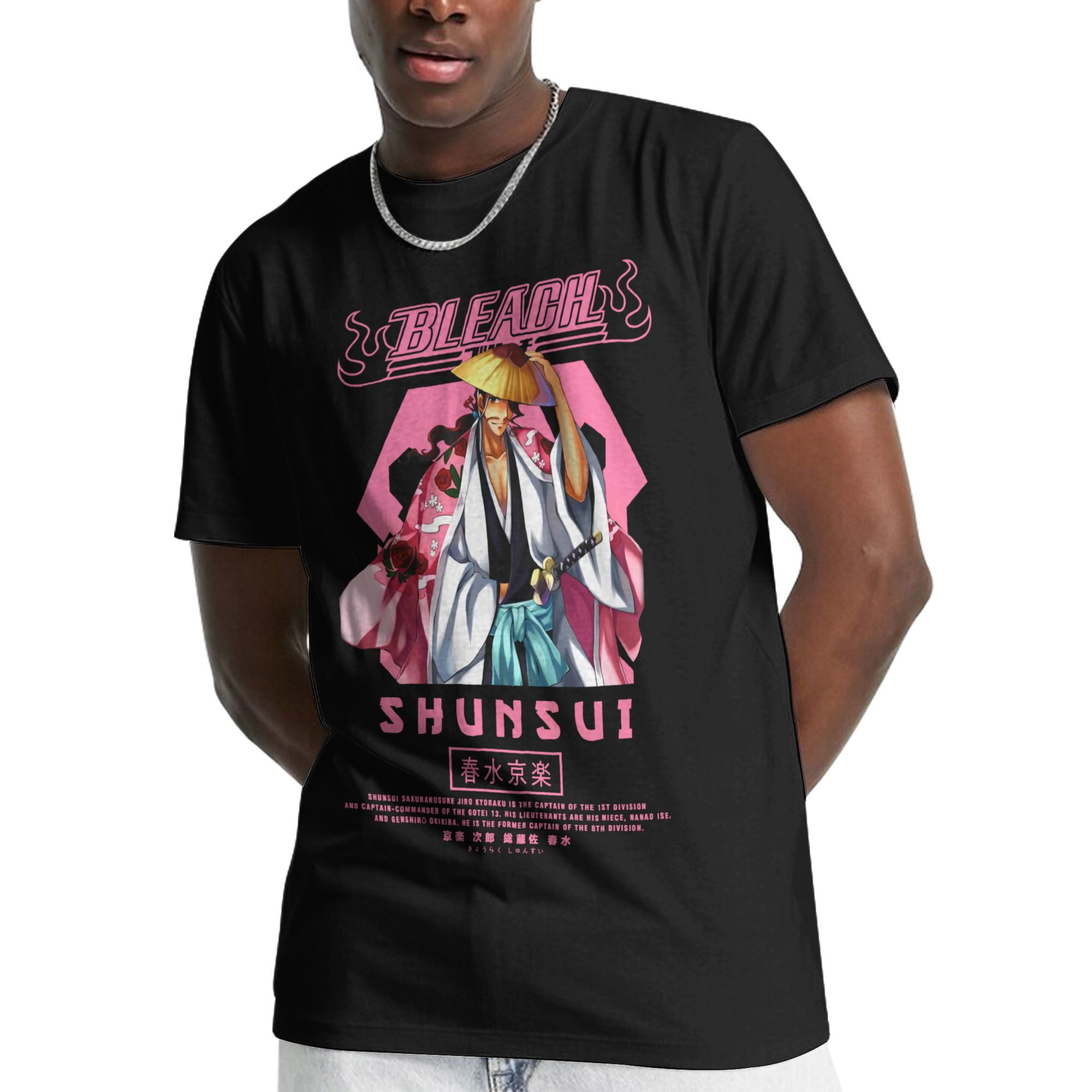 Anime Mens Womens Short Sleeve Crew T-Shirt Bleach Kyoraku Shunsui Guts ...