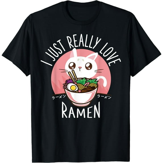 Anime Merch Kawaii Apparel - Love Ramen Japanese Noodles T-Shirt ...