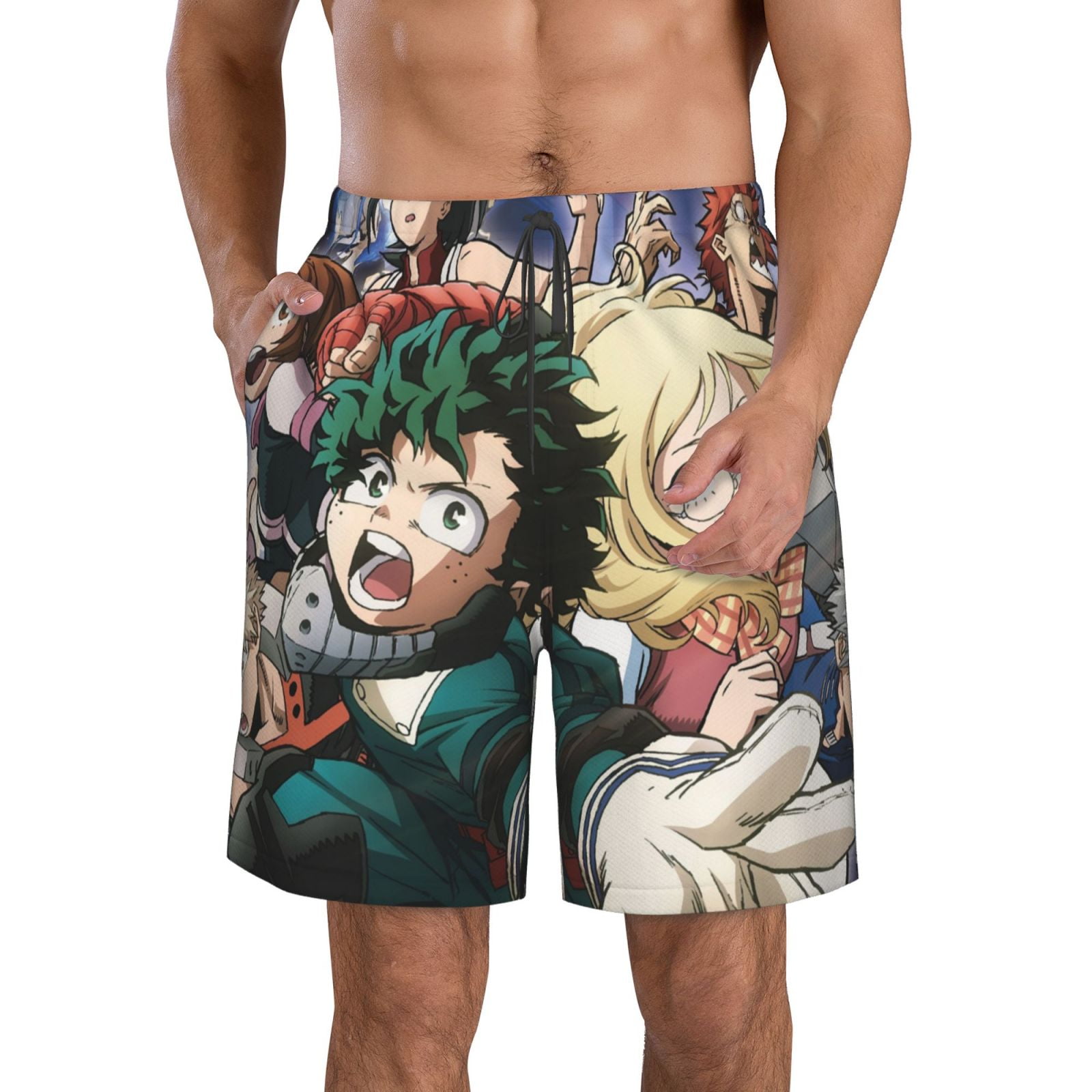 Anime Mha My Hero Academia Men's Beach Shorts Swim Trunks Casual Quick ...