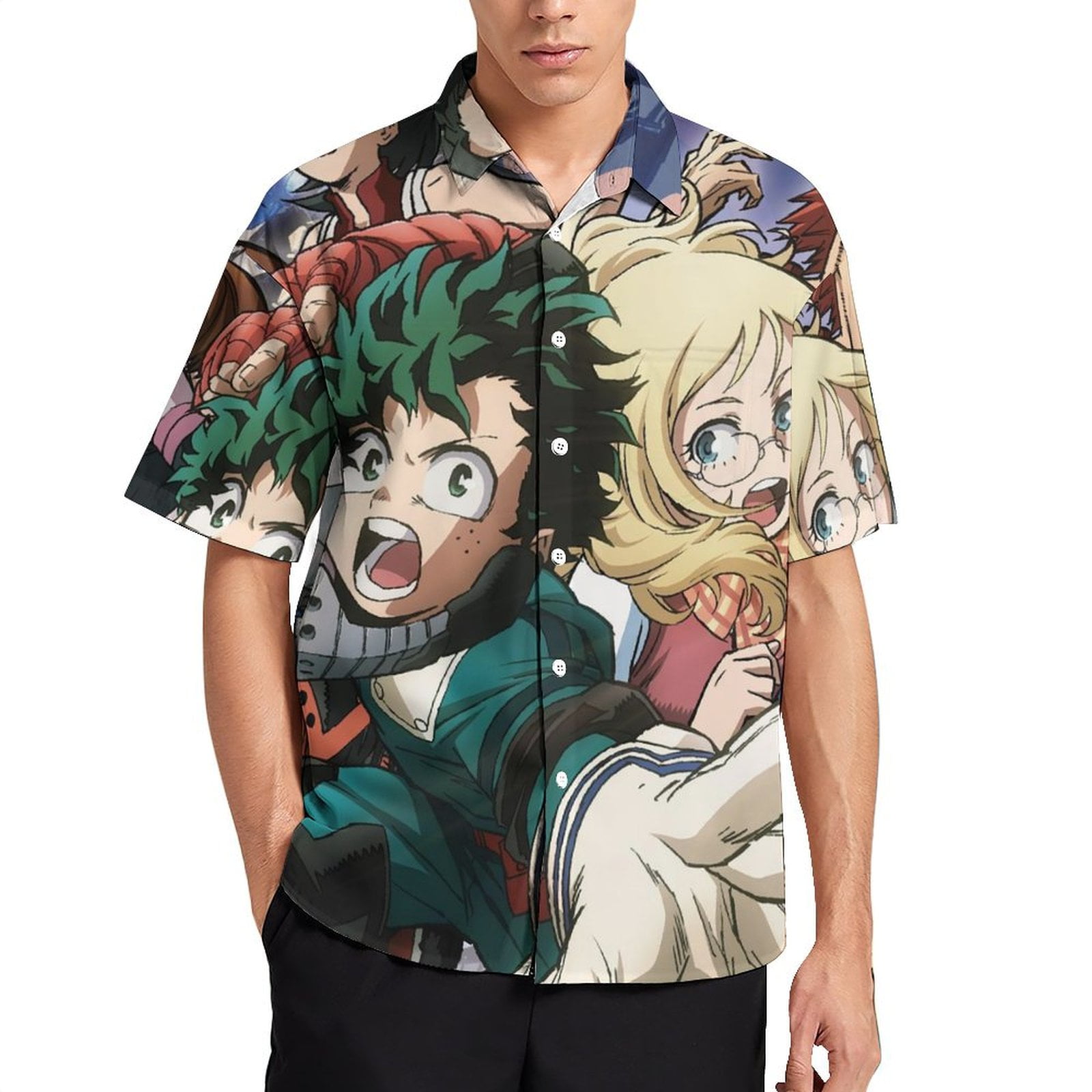 Anime Mha My Hero Academia Men's Button-Down Shirts Daily Casual Beach ...