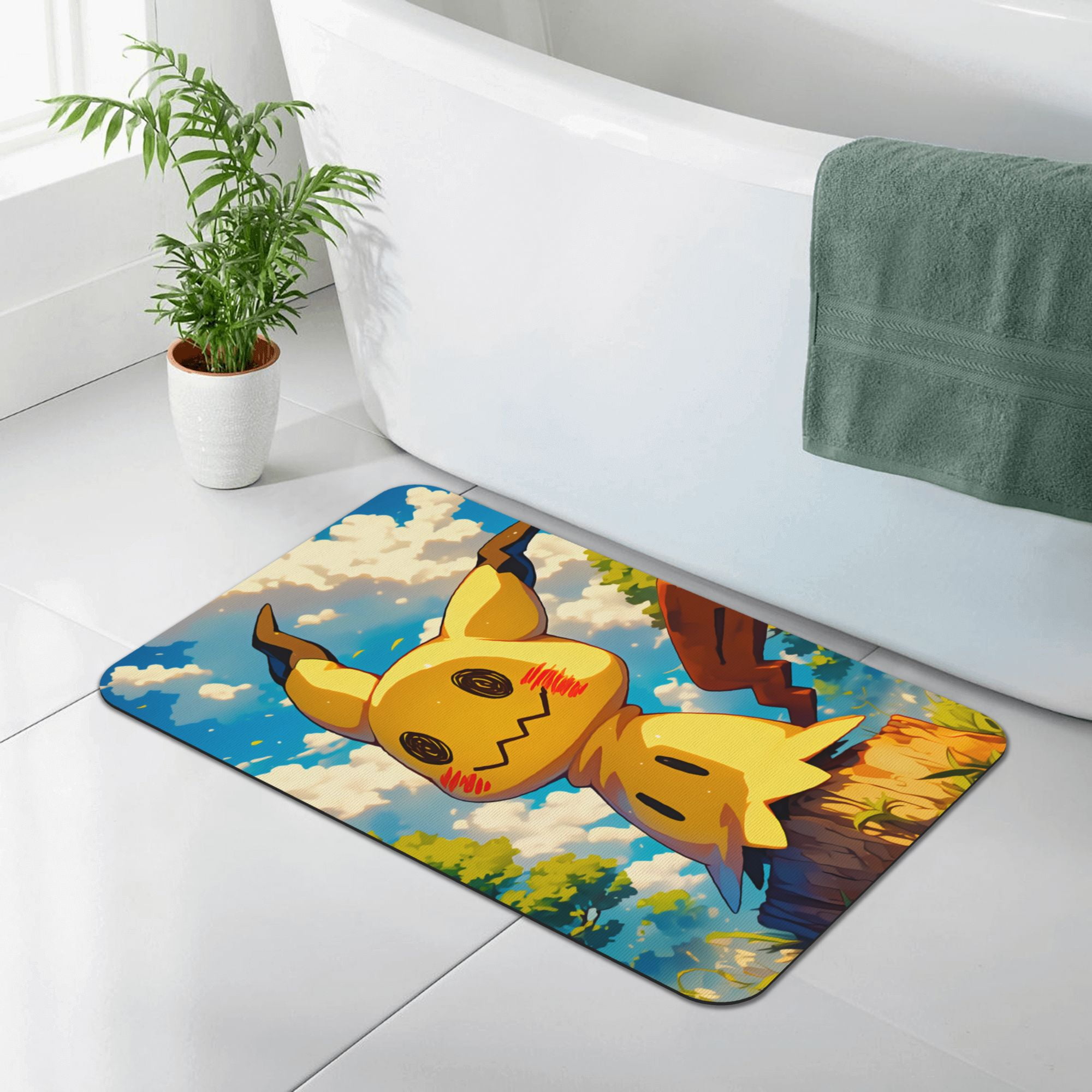 Anime Mimikyu Bath Mat Diatomaceous Earth Shower Mat Non-Slip Super ...