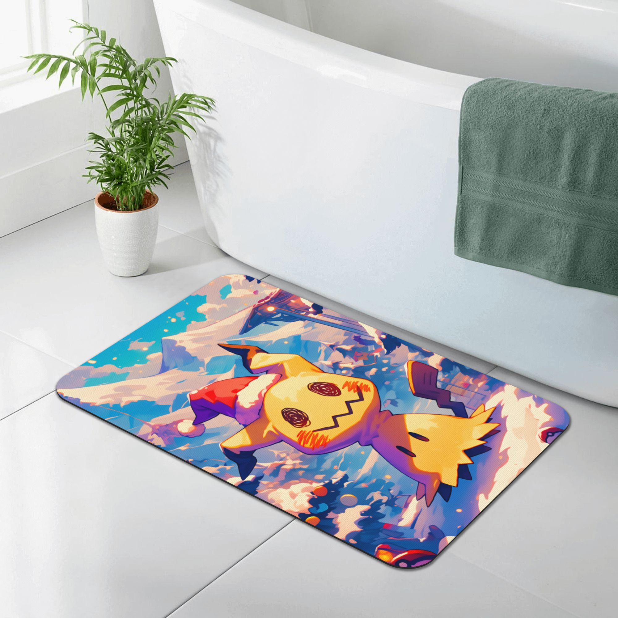 Anime Mimikyu Bath Mat Diatomaceous Earth Shower Mat Non-Slip Super ...