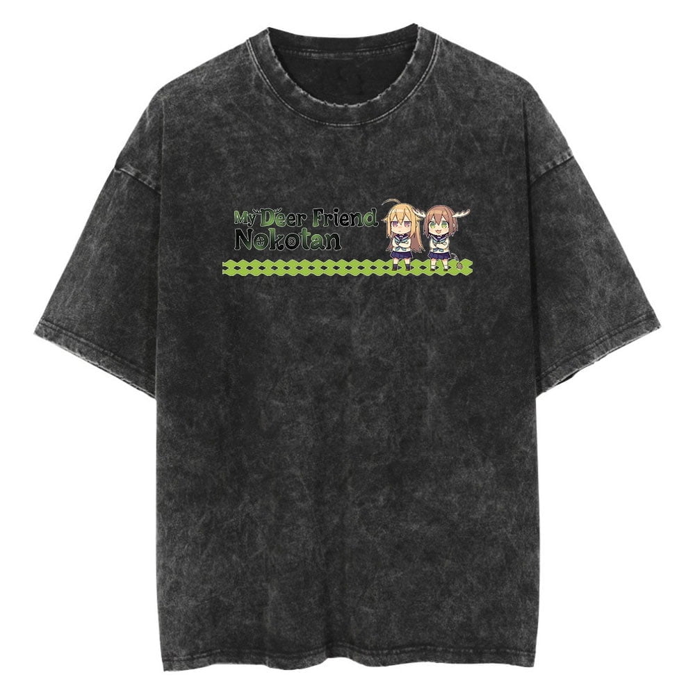 Anime My Deer Friend Nokotan Washed Vintage T-Shirt Merch Casual Short ...