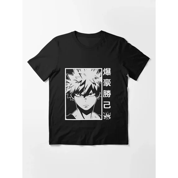 Anime My Hero Academia Bakugo: Minimalist Explosion Black T-shirt Size ...