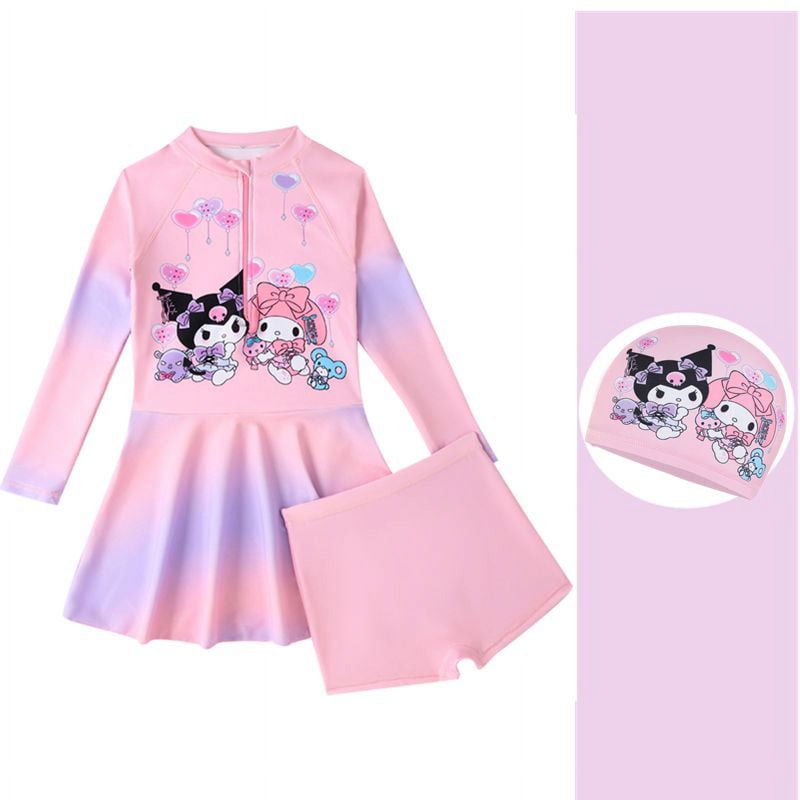 Anime My Melody Kuromi Swimwear Long Sleeve Pants Set Sunscreen Cute ...