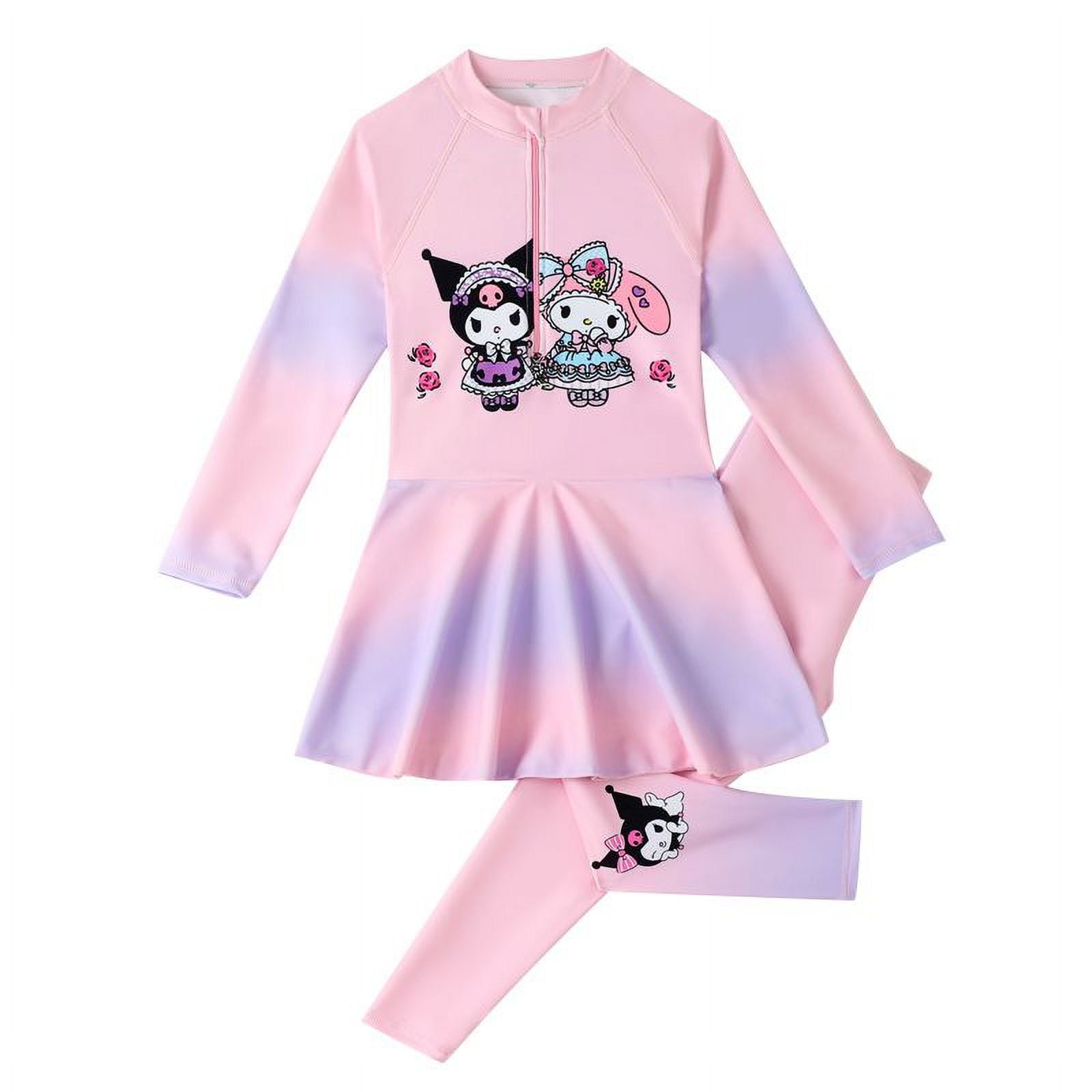 Anime My Melody Kuromi Swimwear Long Sleeve Pants Set Sunscreen Cute ...